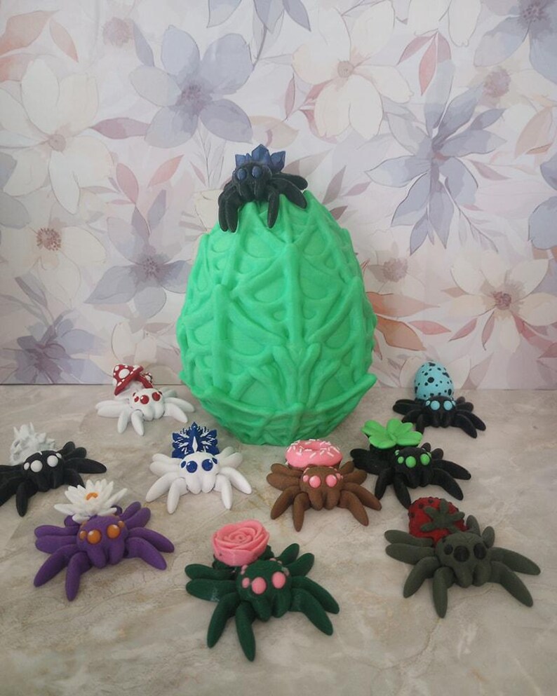 3D Printed Spider Egg | 12 Spiders Sculpture | Cinderwing Art ...