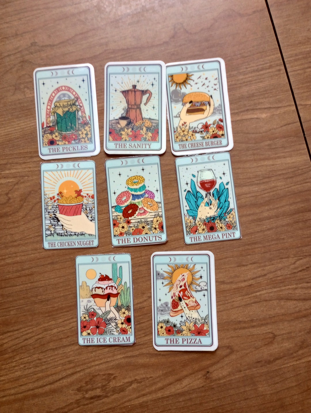 Food Tarot Card Sticker Pack, Tarot Stickers, Witchy Stickers, Funny ...