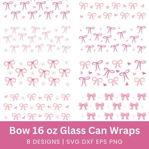 Pink Bow Glass Tumbler Wrap | Iced Coffee Cup With Lid & Straw | Cute ...