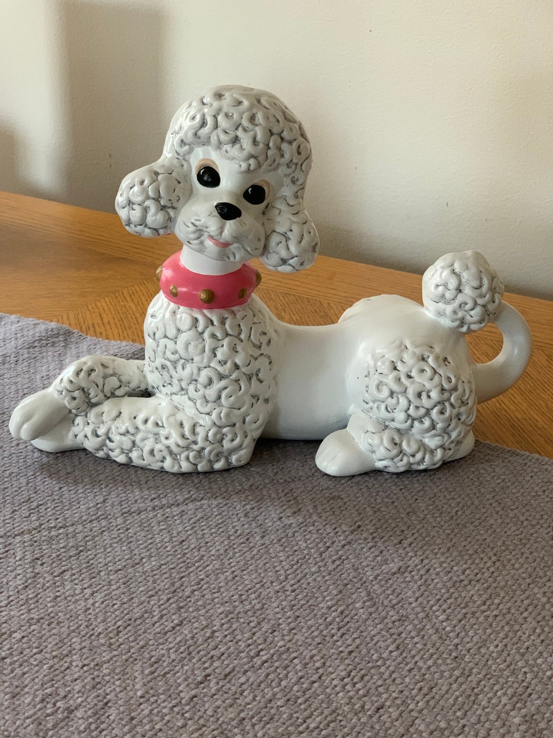 Vintage Large White Ceramic Poodle Figurine Retro Collectible Dog 1960 ...