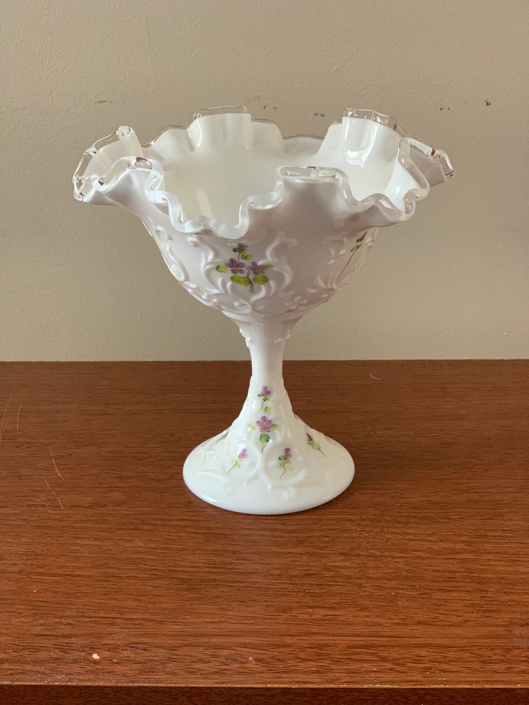 Signed Fenton Spanish Lace Compote/candy Dish - Etsy