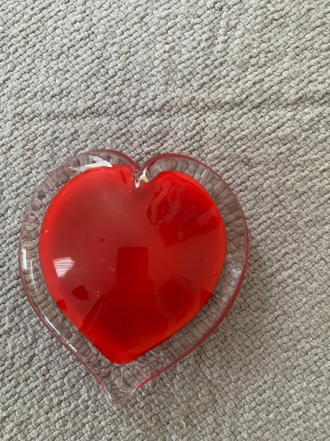 Vintage Red Heart Glass Paperweight - Etsy