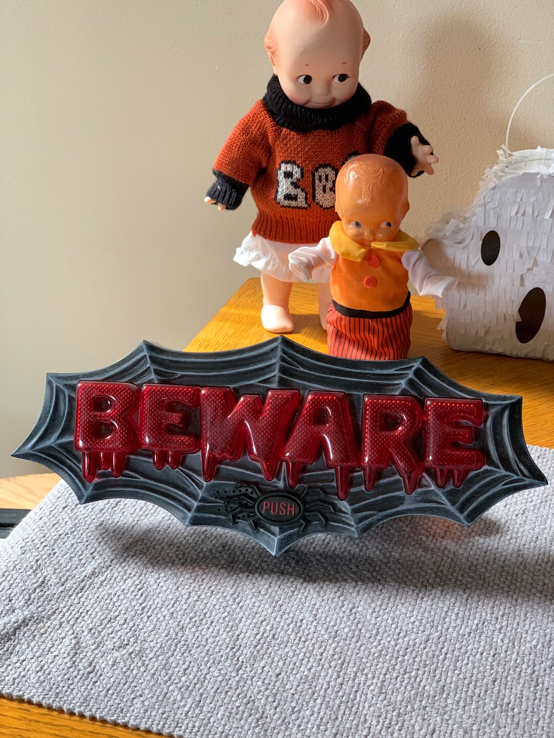 Take One Beware Animated Light-up Sign Halloween Scary Decor Wall ...