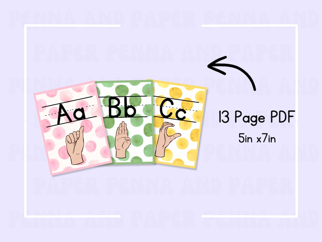 ASL Alphabet Abc's Pre K Elementary Classroom Homeschool Posters ...