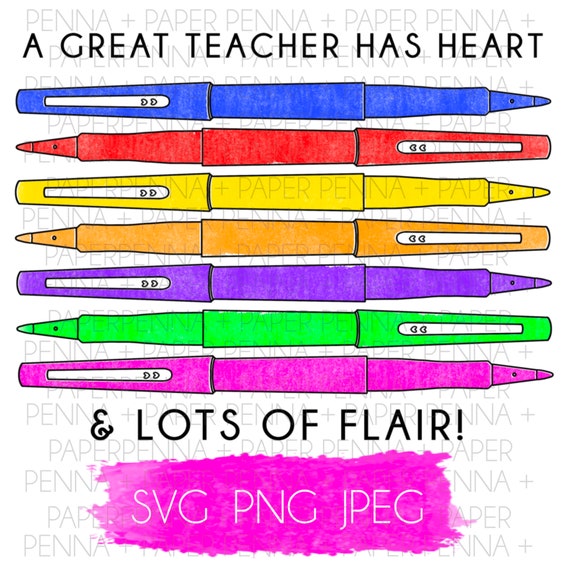 Great Teacher Flair Pens Sublimation SVG PNG JPEG Instant | Etsy