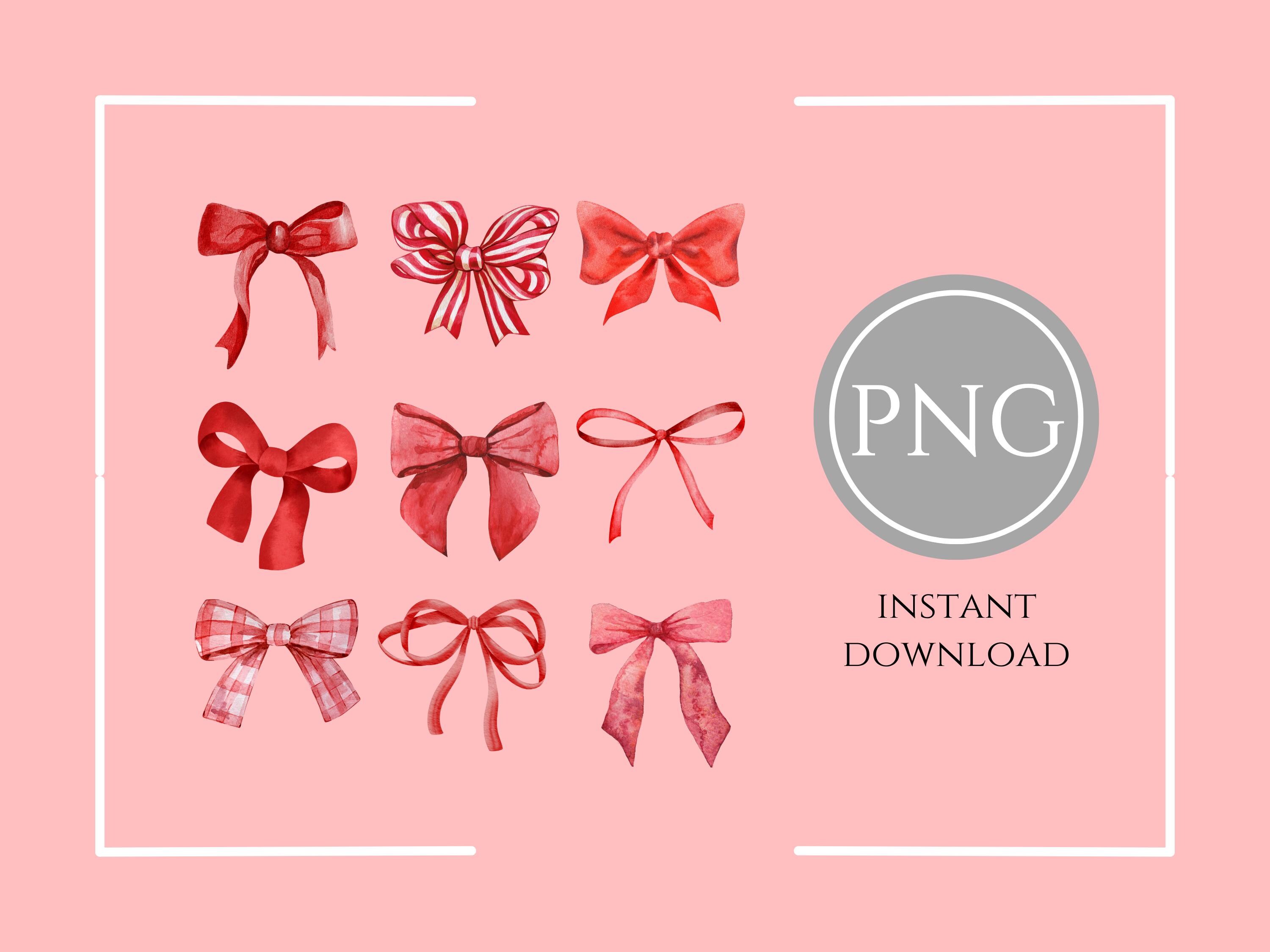 Watercolor Red Bows Collage PNG SVG DTF Instant Download - Etsy