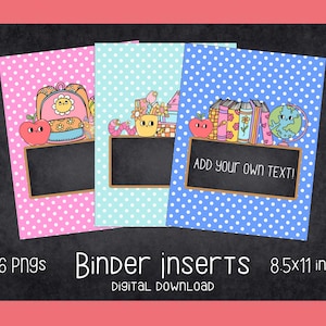 Retro School Supplies Polka Dot Binder Inserts PNG ZIP Instant Download ...