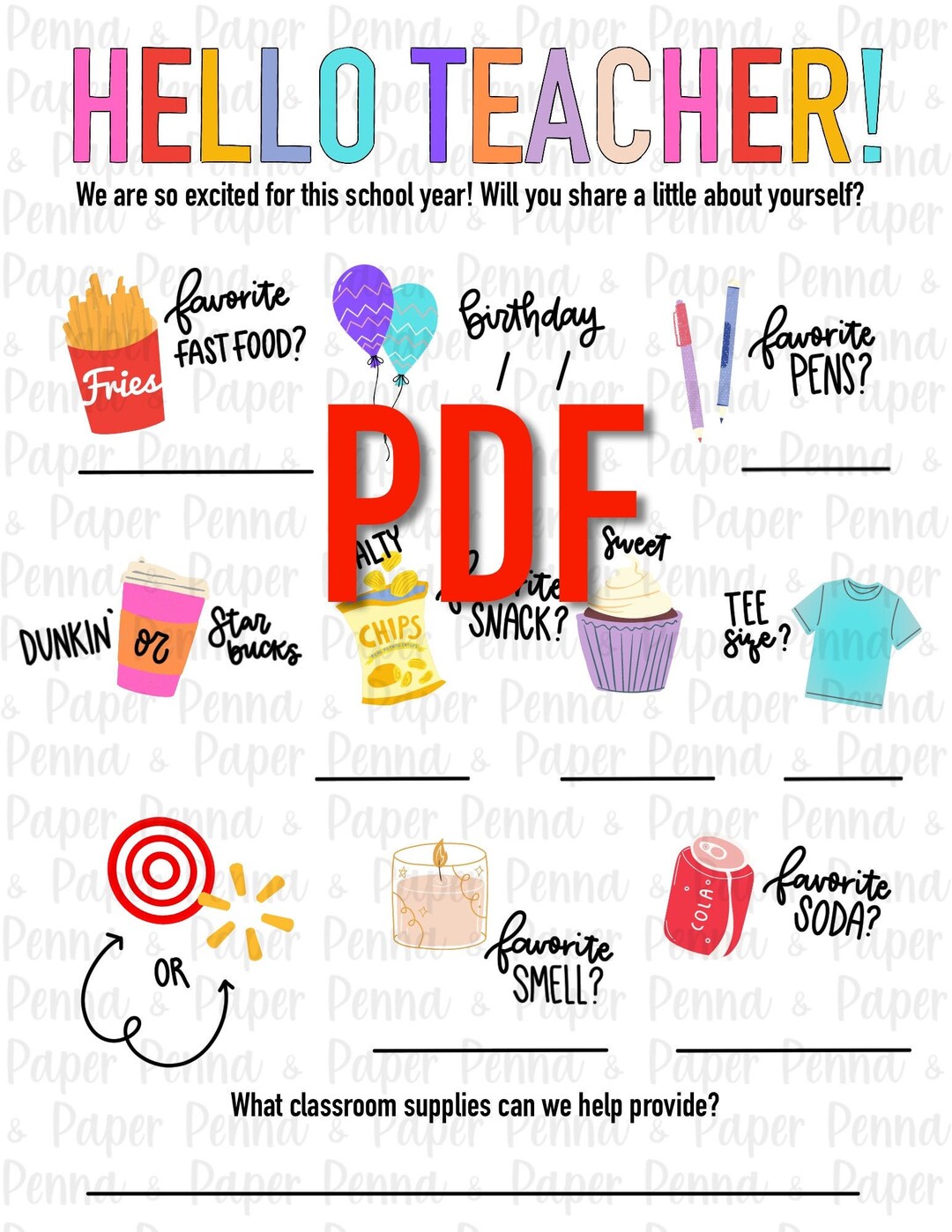 Back to School Meet the Teacher Instant Download PDF - Etsy