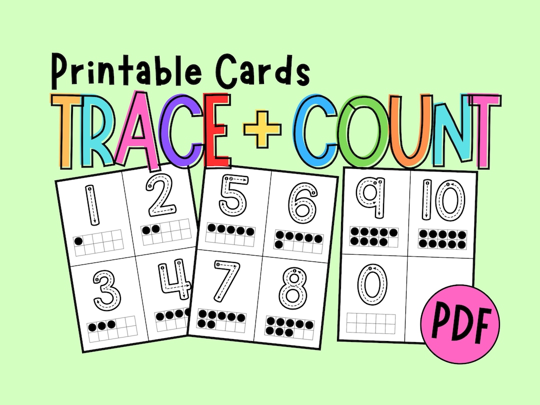 Trace and Count Printable Cards Instant Download School Welcome Back ...