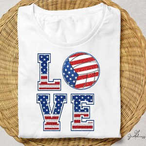I Love Volleyball 4th July PNG, American Flag Teen Girl Glitter ...