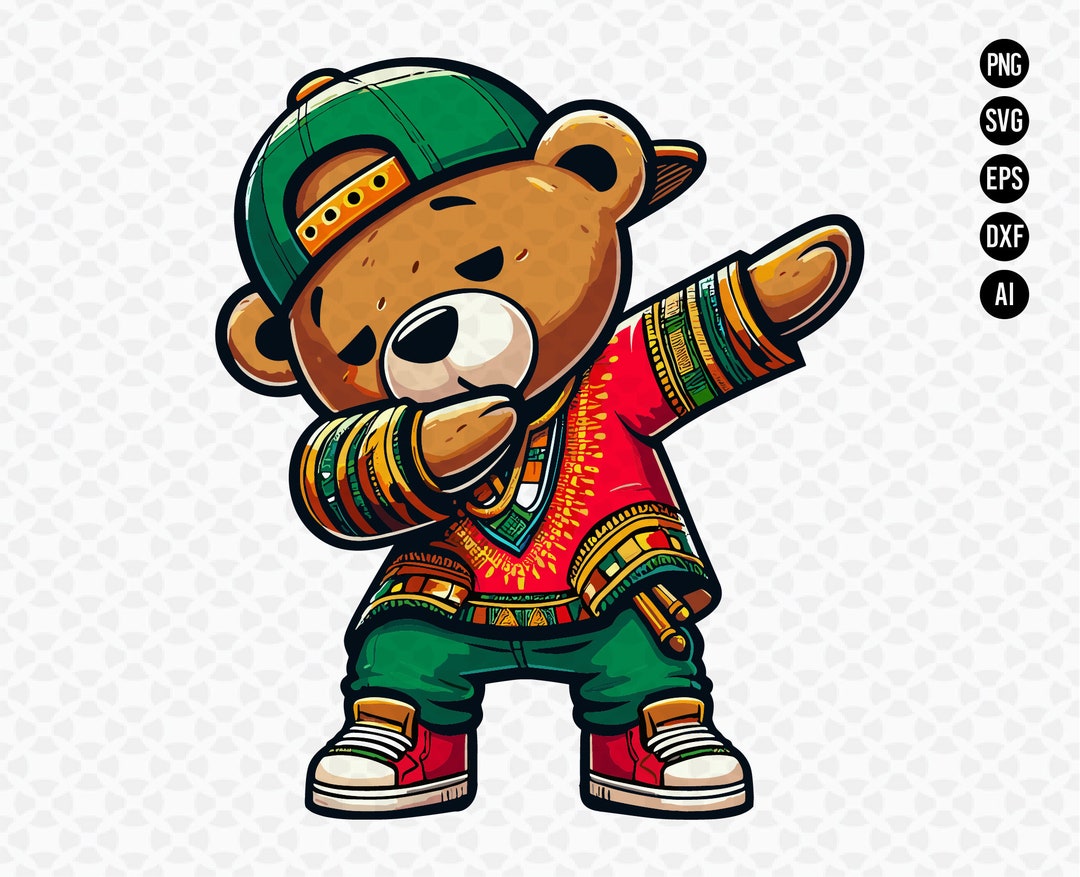 Hip Hop Dabbing Teddy Bear SVG PNG African American Juneteenth Black ...