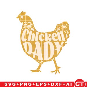 Chicken Daddy Gift Svg Png, Love Retro Chicken Png , Farmer Dad Gift ...