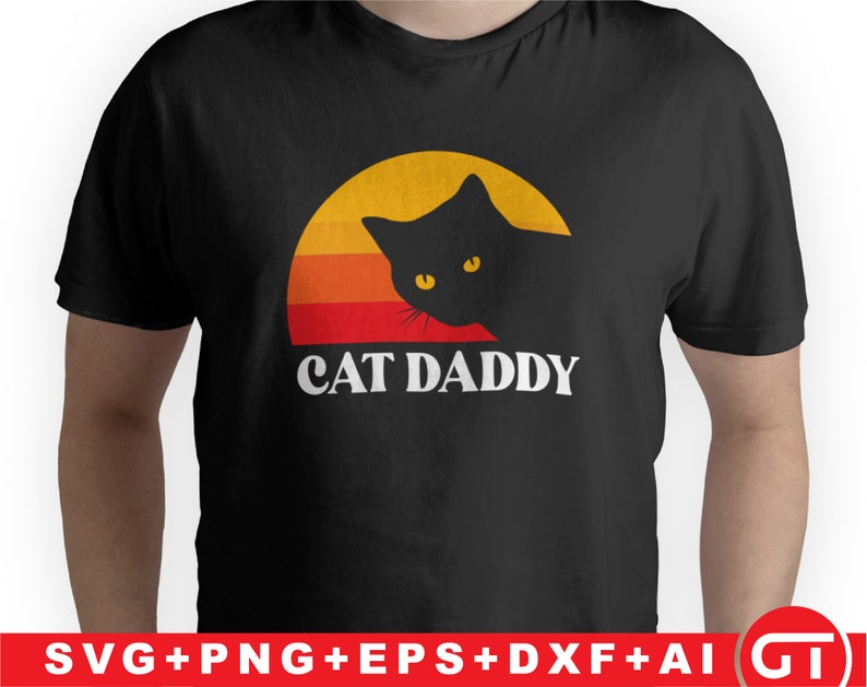 Cat Daddy SVG Retro Distressed Vintage Cat Dad Svg Black - Etsy