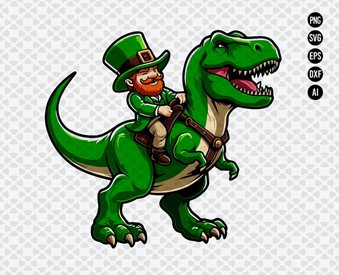 Cute Dino St Patricks Day SVG PNG, Kids Toddler Boys Leprechaun St ...