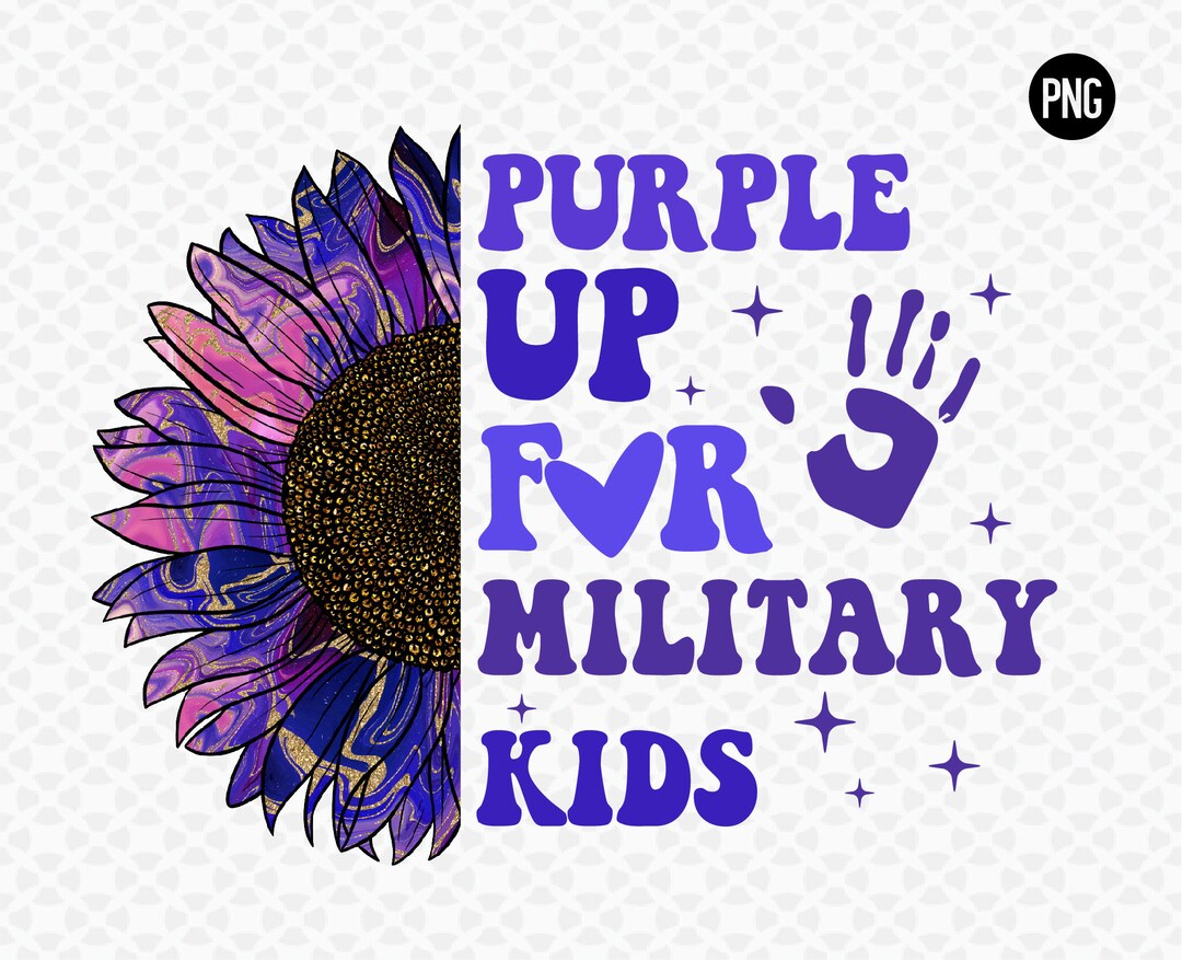 Purple up for Military Kids PNG Sunflower Military Child Month Png File ...