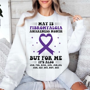 May is Fibromyalgia Awareness Month SVG PNG, Warrior Purple Ribbon Svg ...