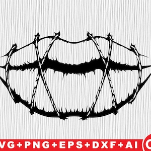 Stitched Lips Svg , Creepy Lips Svg , Dripping Lips Stitch Svg File ...