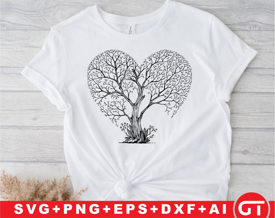Tree Heart Art Svg Family Tree SVG Tree Silhouette Svg - Etsy