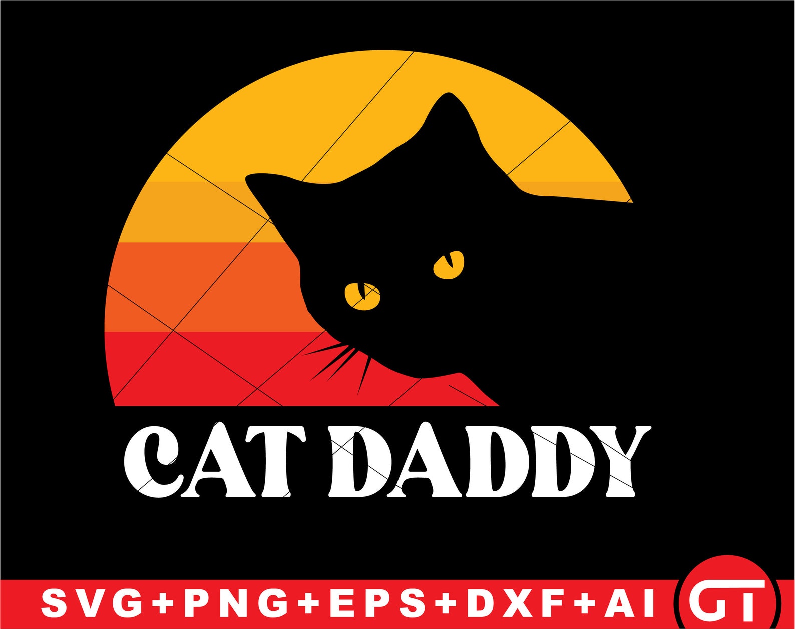 Cat Daddy SVG Retro Distressed Vintage Cat Dad Svg Black - Etsy
