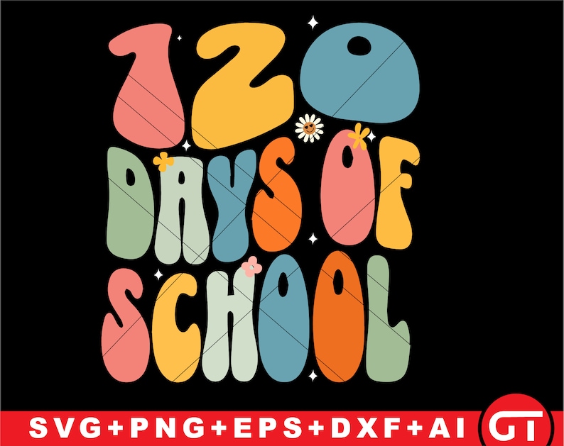 Teacher Kids Retro Groovy 120 Days Svg Happy 120th Day of - Etsy
