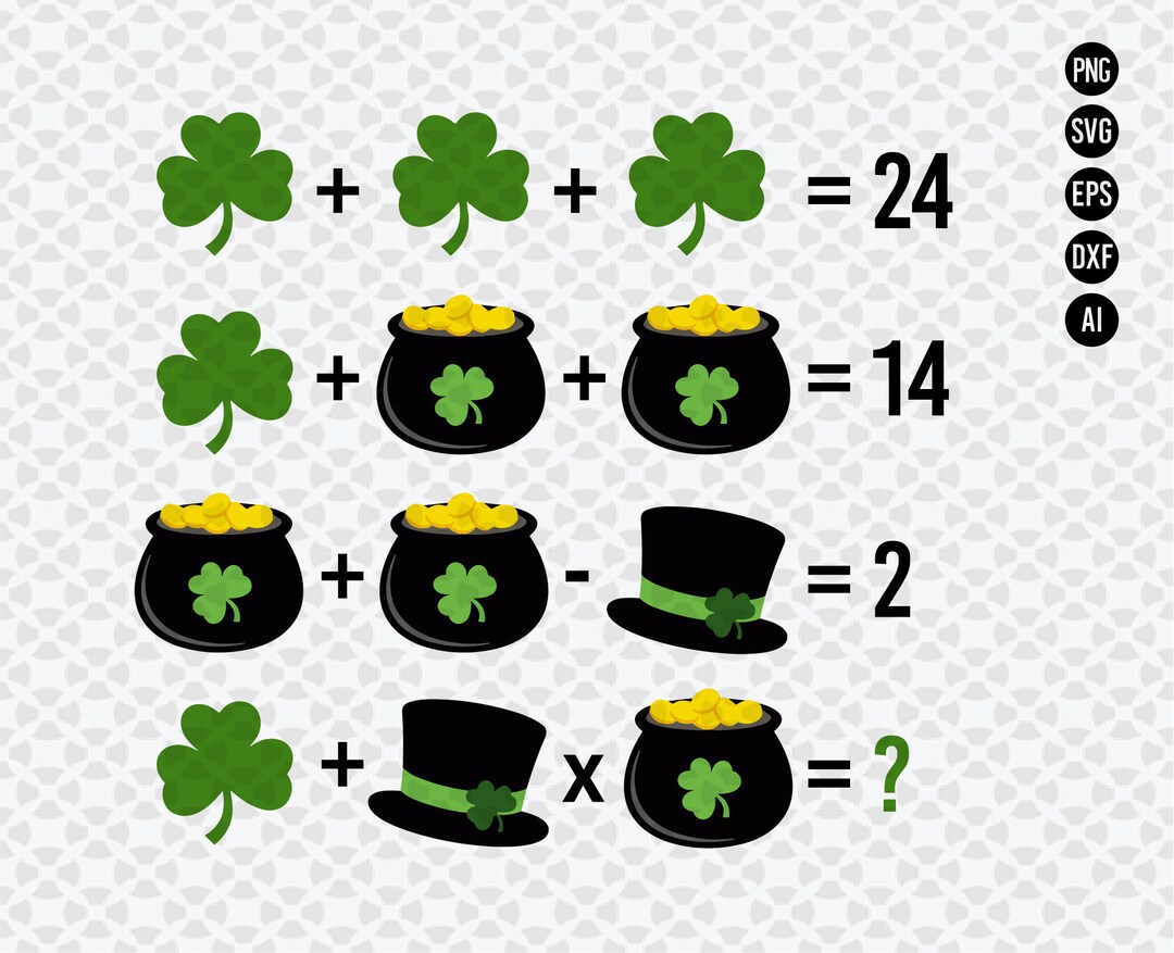 Shamrock Math Equation SVG PNG, Funny St Patricks Day Teacher Gift Svg ...