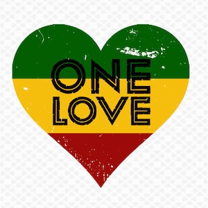 Reggae Heart One Love SVG PNG , Rasta Reggae Music Rastafarian Jamaica ...