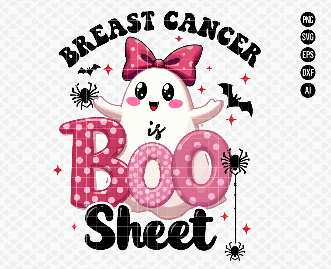 Breast Cancer is Boo Sheet SVG PNG, Halloween Pink Ghost Breaset Cancer ...