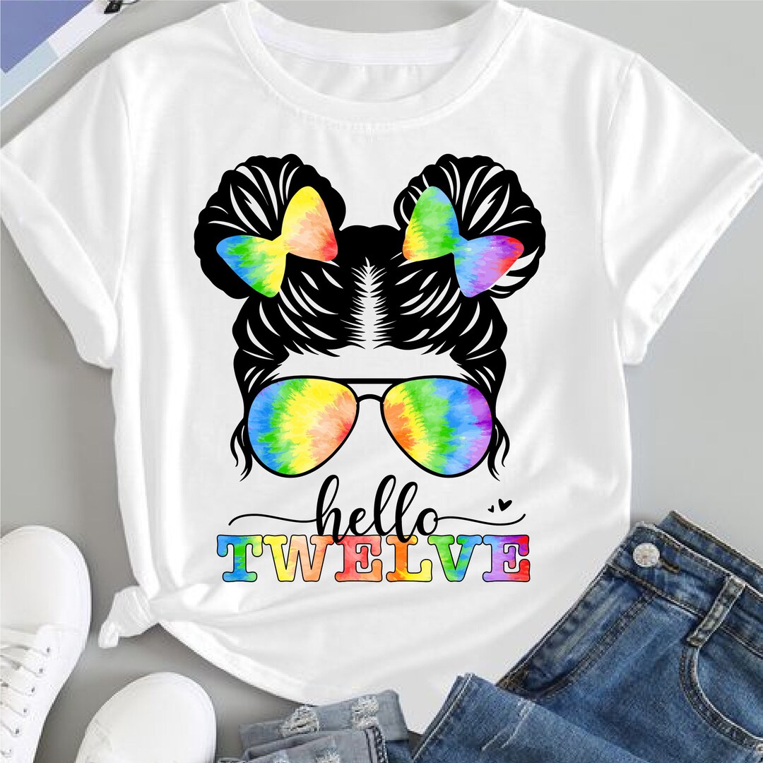 Hello Twelve Tie Dye Svg , Png File , 12th Birthday SVG PNG , Girl 12 ...