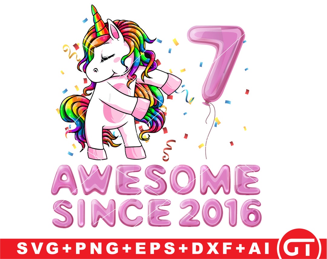 7 Years Old Unicorn Svg Png Flossing Unicorn 7th Birthday Girl Unicorn ...