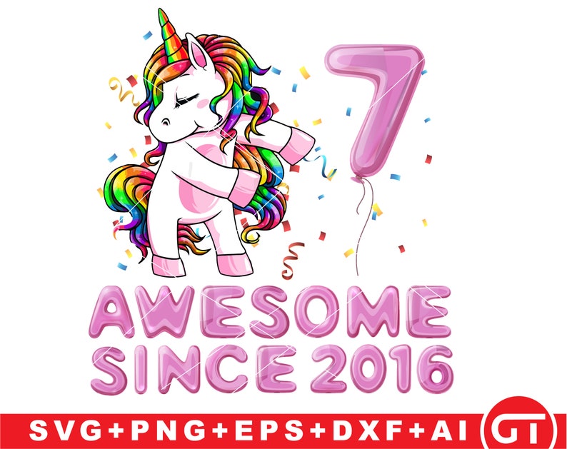 7 Years Old Unicorn Svg Png Flossing Unicorn 7th Birthday Girl - Etsy