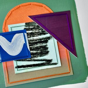 Abstract Collage, Sunrise Over the Dock, Mixed Media Art, Original Art ...