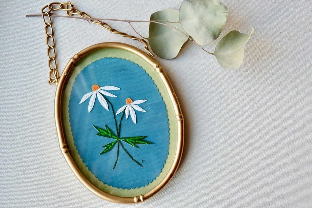 Original Art, twins, Collage and Embroidery, Frame Art - Etsy