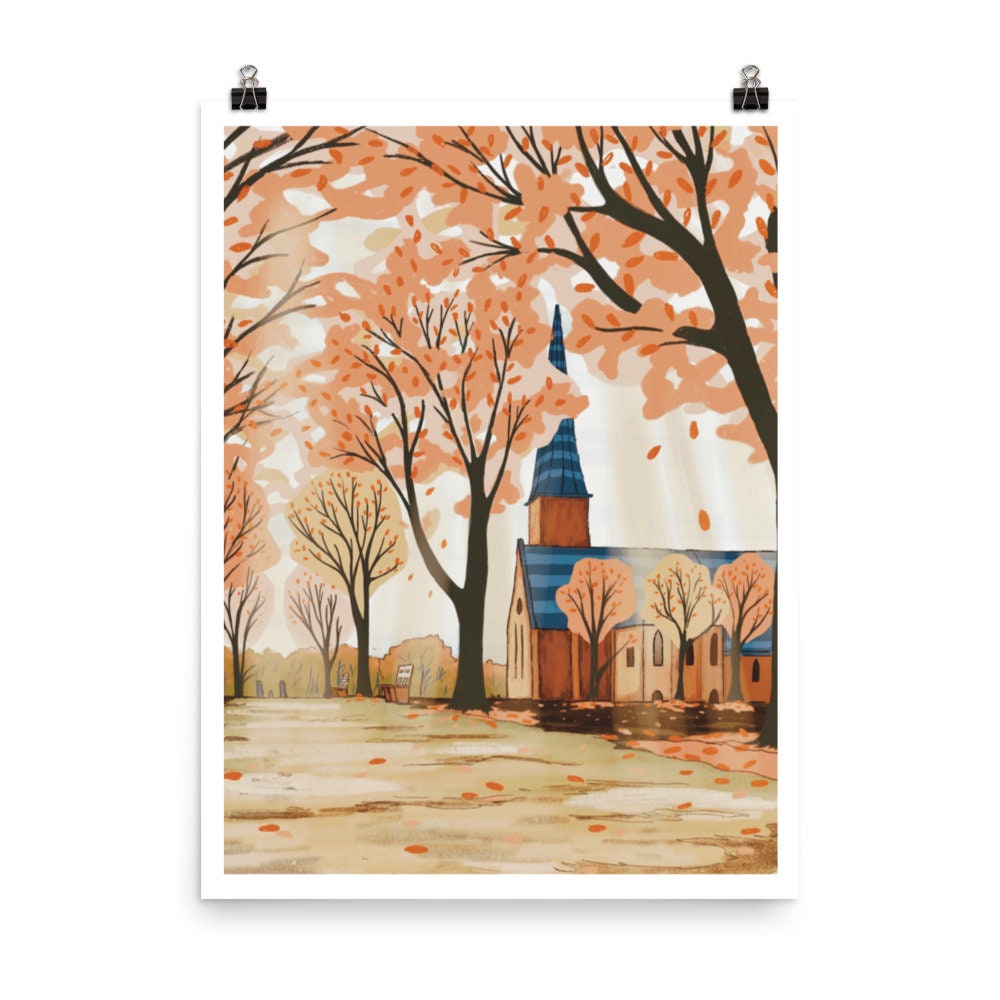 Kenyon College Fall Print | Gambier Ohio in Autumn Poster | College ...