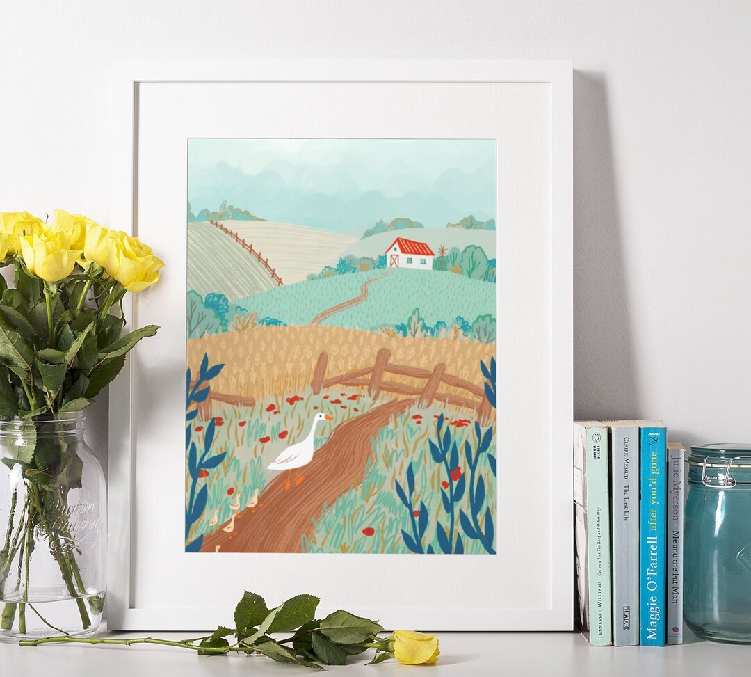 Duck Painting | Farm Scene Print | Ducks in the Countryside Poster ...