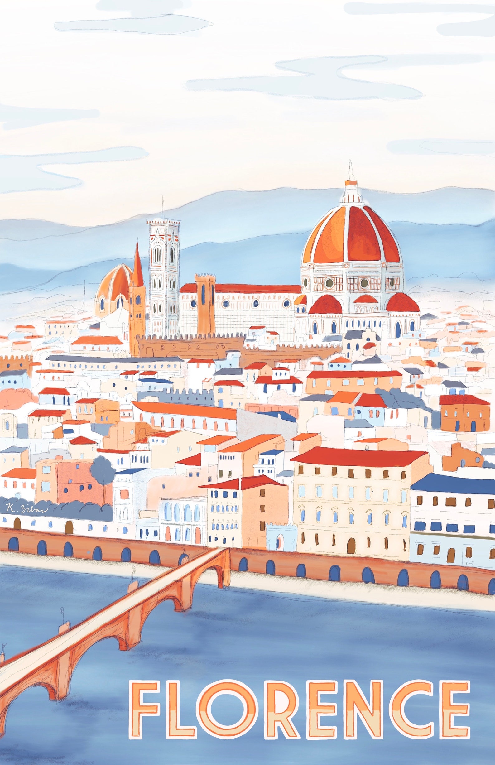 Florence Travel Poster | Florence, Italy Print | Italy Wall Art ...