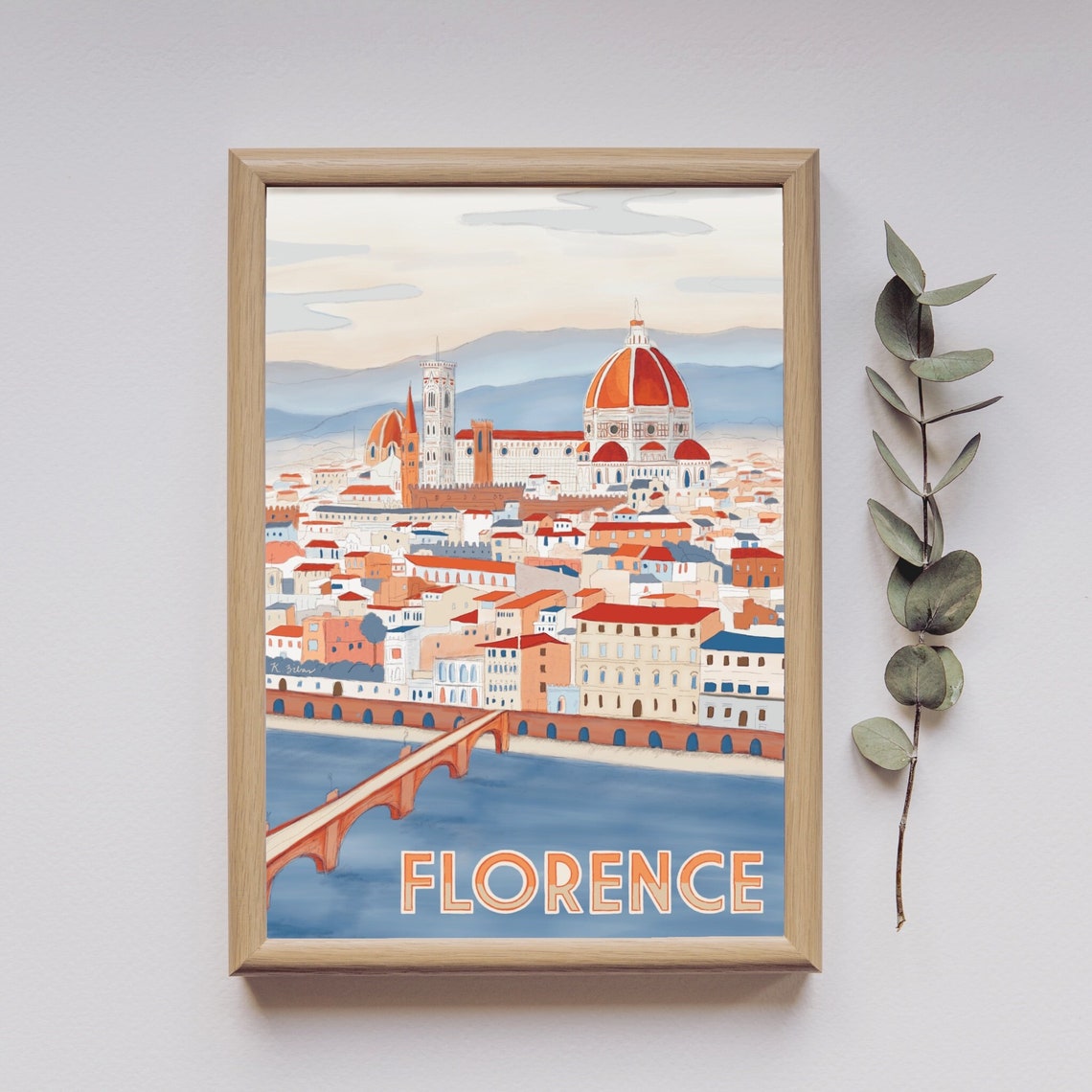 Florence Travel Poster Florence Italy Print Italy Wall - Etsy