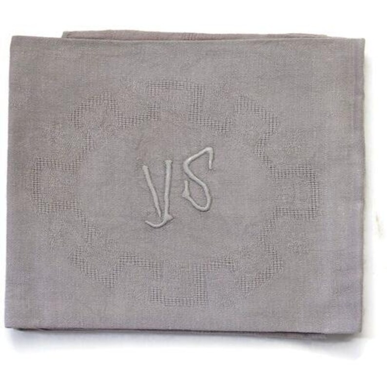 1920s Art Deco French Linen Dinner Napkins W/ Hand-stitched "v S ...