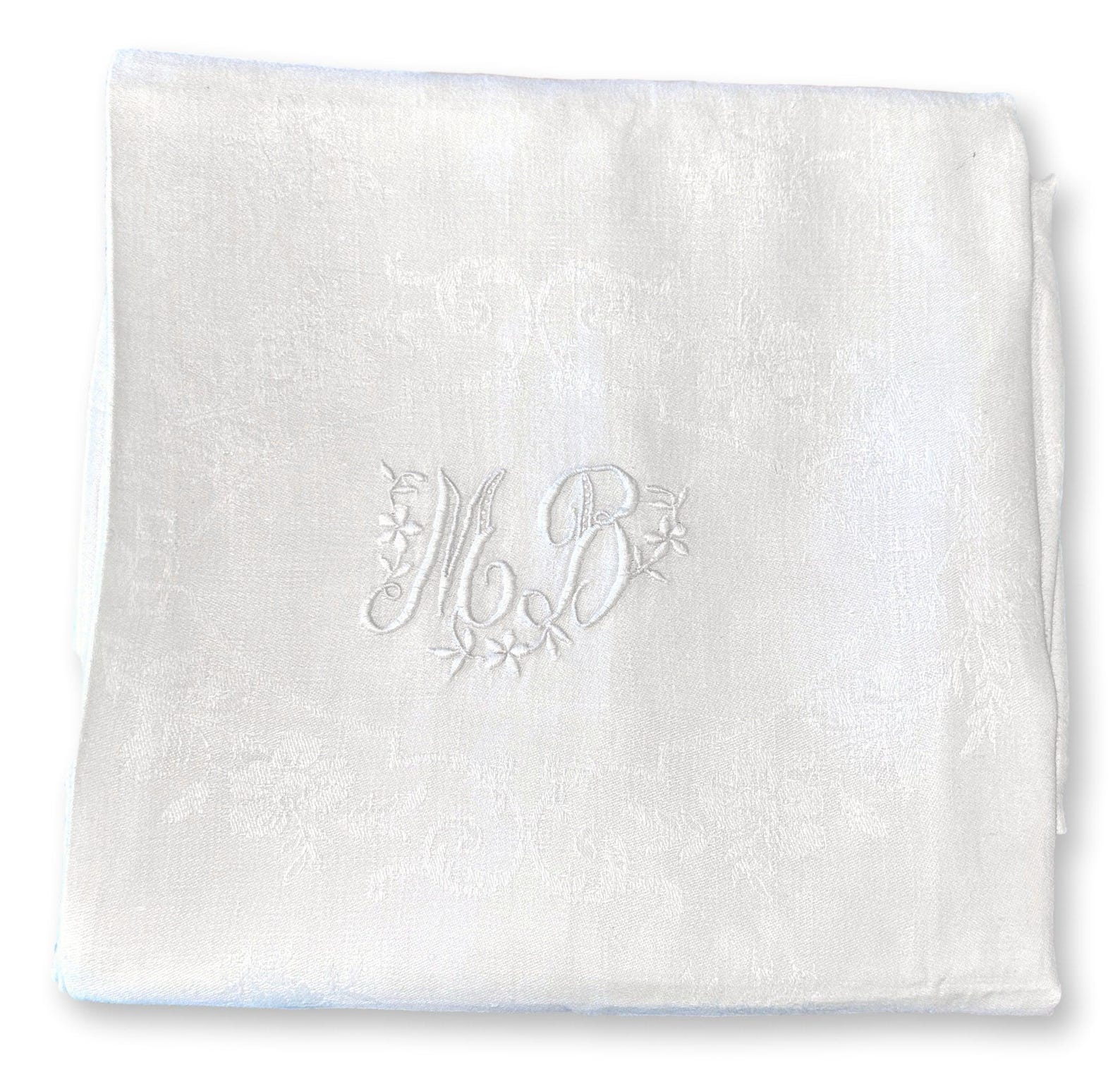 Antique French Ivory Linen "mb" Monogrammed Tablecloth - Etsy