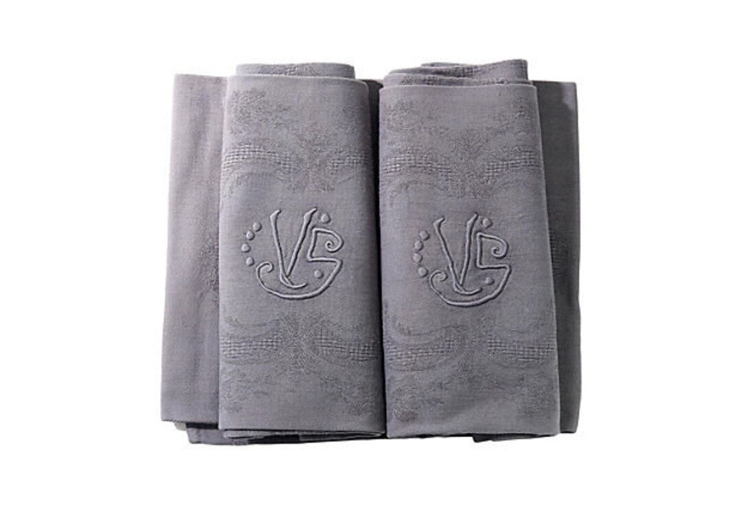 1920s Art Deco French Linen Dinner Napkins W/ Hand-stitched v S ...