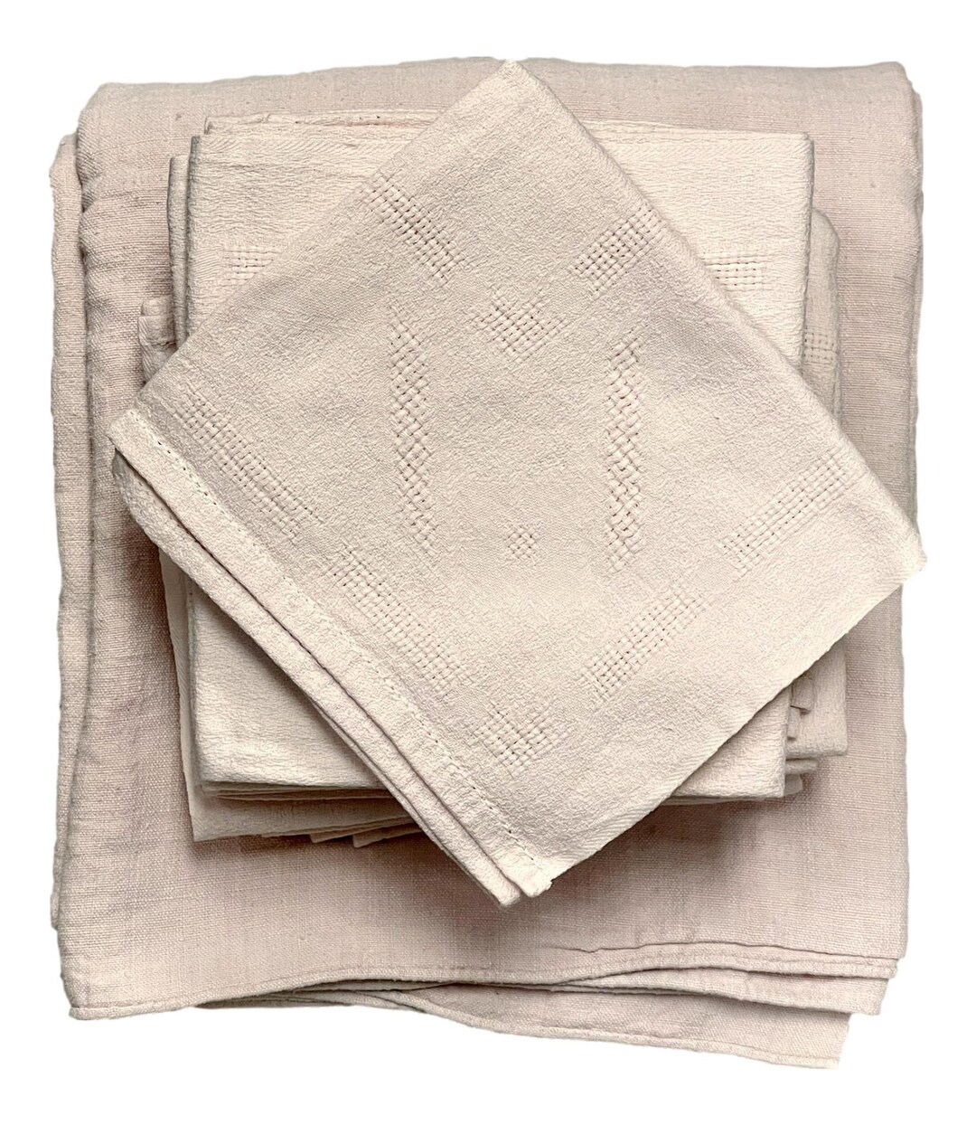 1920s French blush Dinner Napkins W/ Tablecloth, Service for 12 - Etsy