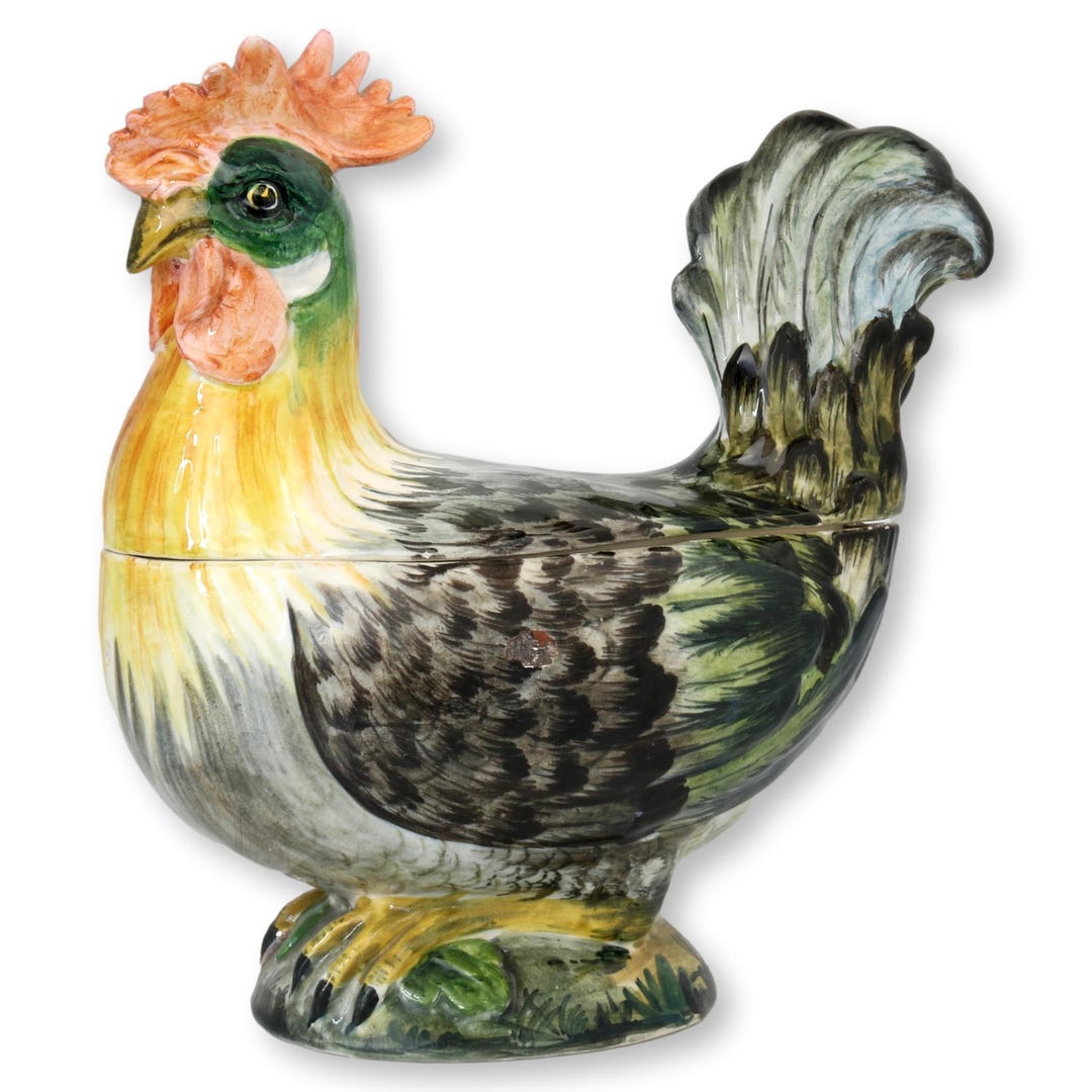Italian Majolica Faience Rooster Tureen - Etsy
