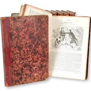 1860s Red Bound French Books, Set of 7 - Etsy