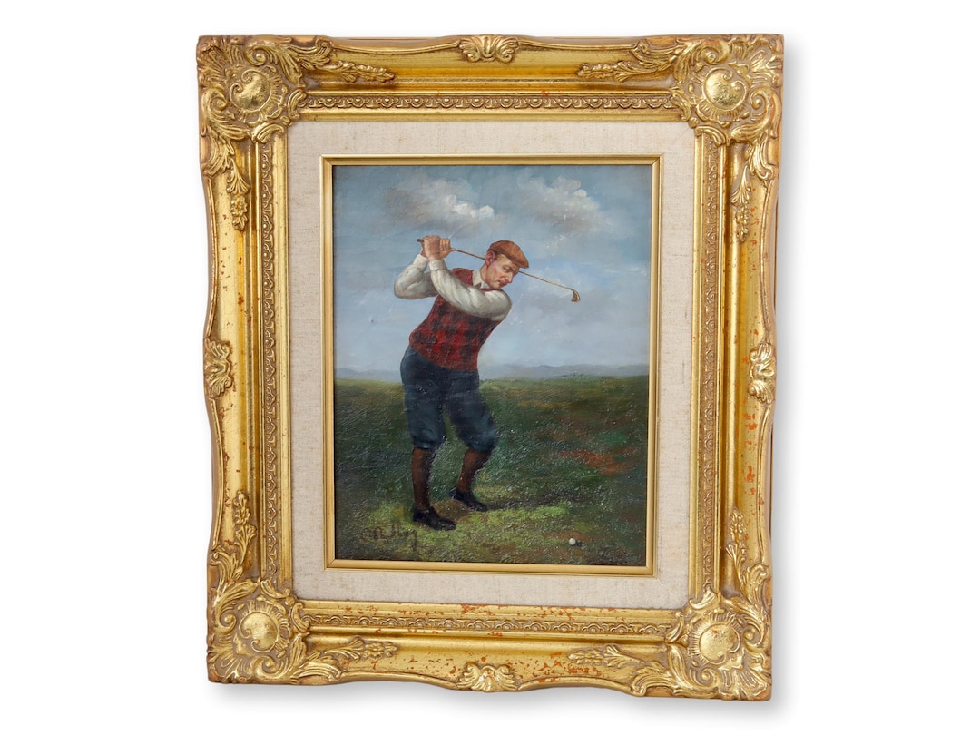 Vintage Golf Oil Painting on Canvas - Etsy