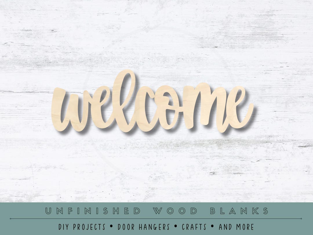 Welcome Script Word Wood Shape | Multiple Sizes | Laser Cut Shapes ...