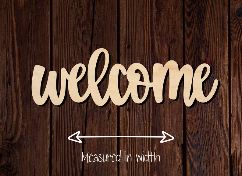 Welcome Script Word Wood Shape Multiple Sizes Laser Cut - Etsy