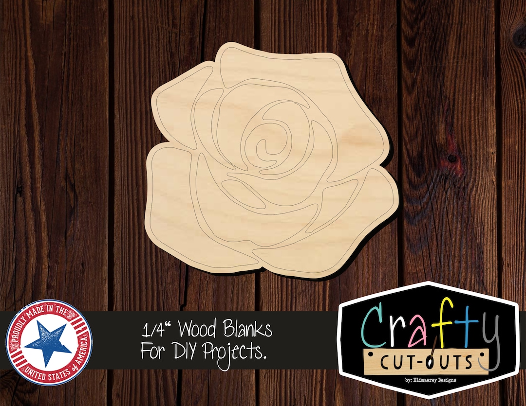 Rose Flower Wood Shape | Multiple Sizes | Laser Cut Shapes | Unfinished ...