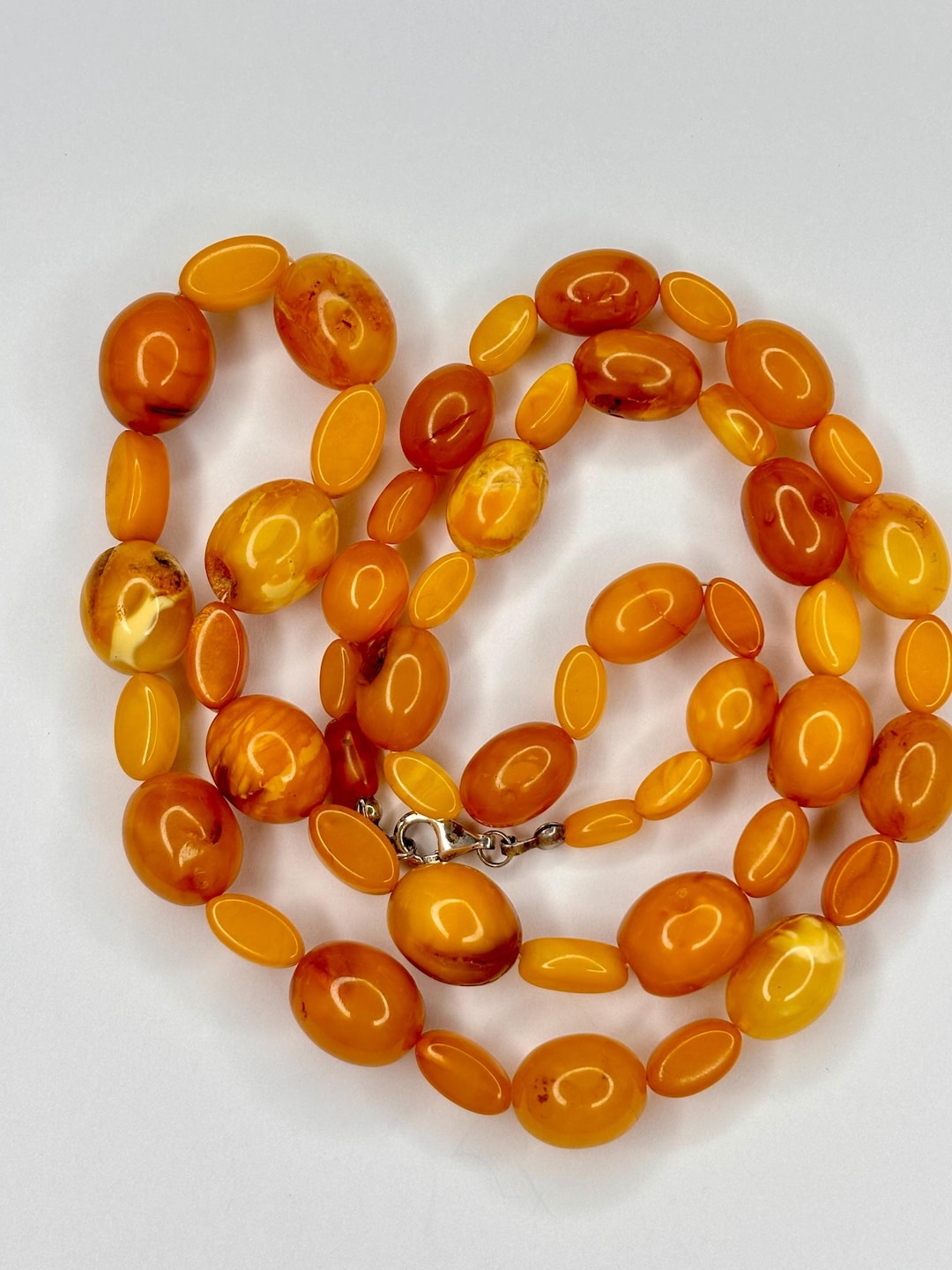 Vintage Baltic Amber Necklace | Natural Unpolished Orange Amber Beads ...