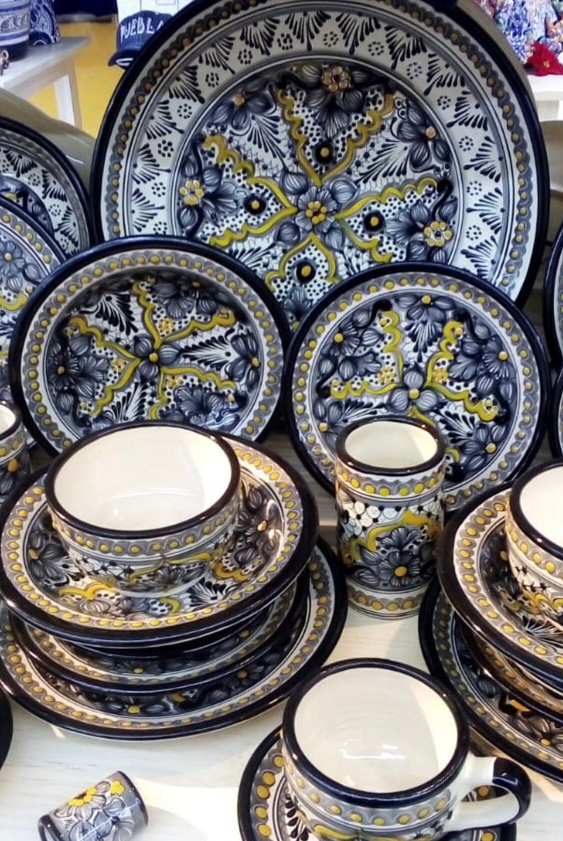 Handmade Talavera Dinnerware Set for 6, Puebla Stoneware - Etsy