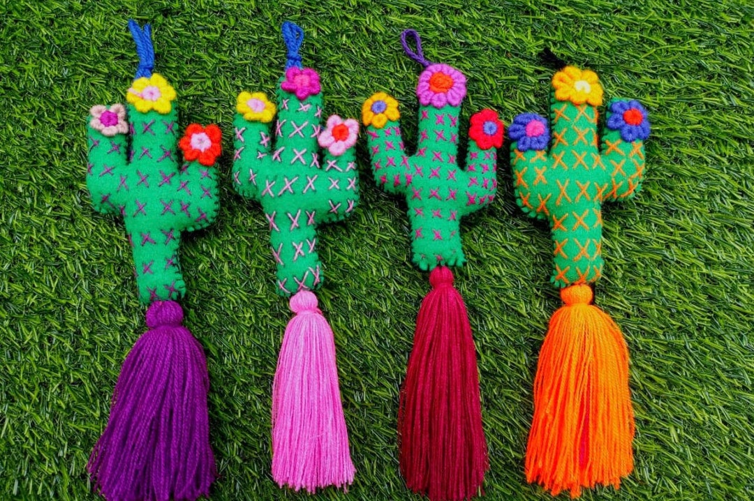 Embroidered Cactus Ornament, Mexican Accessory , Fiesta Decoration ...