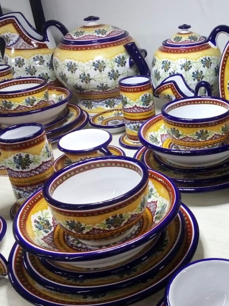 Handmade Mexican Dinnerware Set Talavera Dinnerware for 6 - Etsy